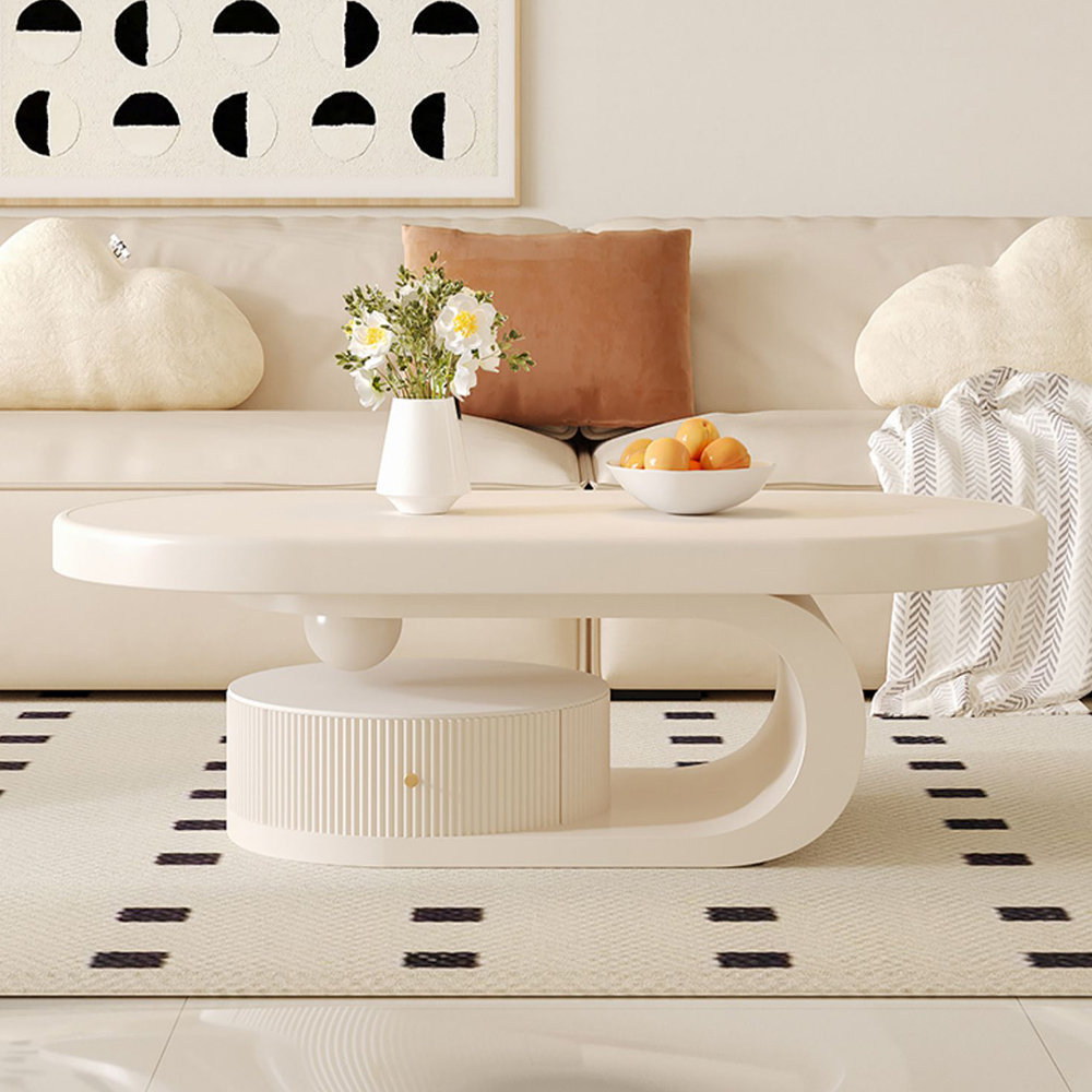 Wu's StylishVault Cream wind light luxury solid wood coffee table | Wayfair