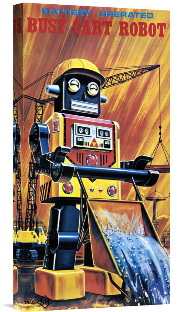 Global Gallery 'Busy Cart Robot' by Retrobot Vintage Advertisement on ...