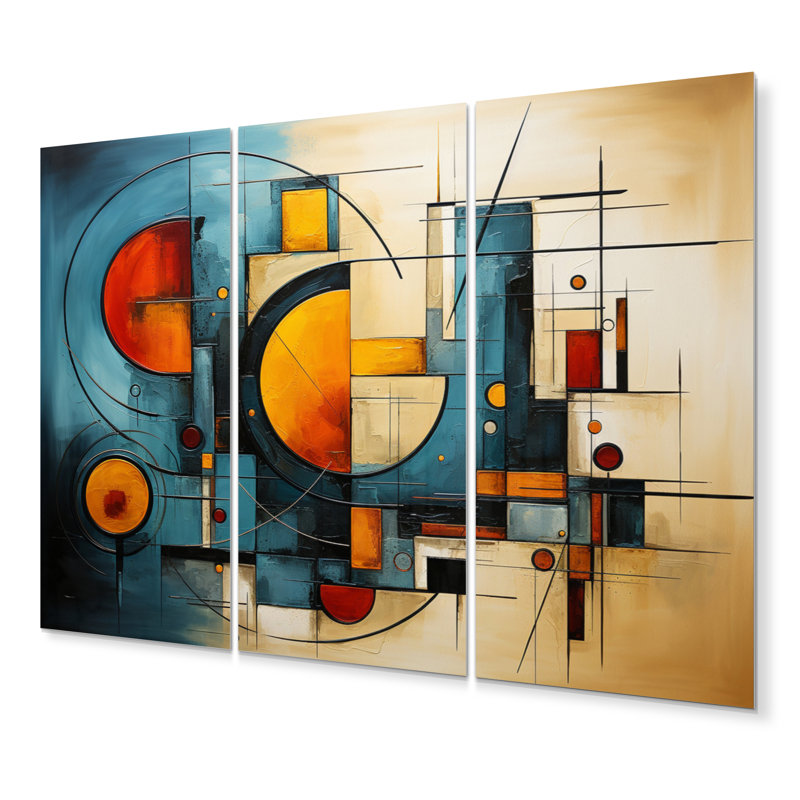 Ivy Bronx Electric Array III - Abstract Collages Metal Wall Decor Set ...