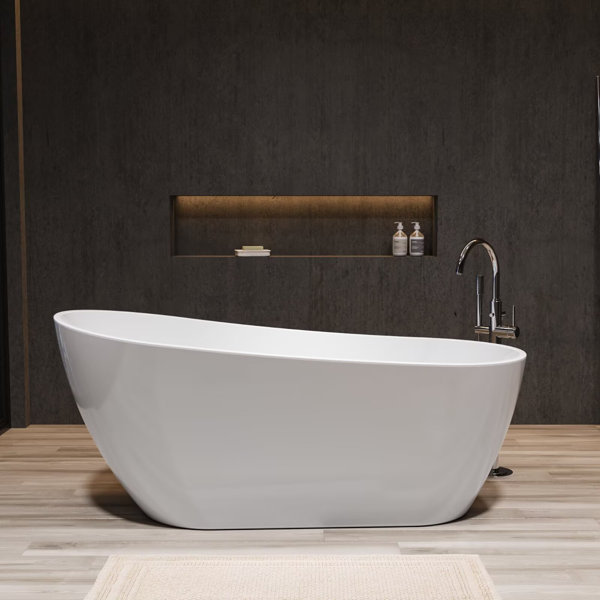 UFURYRIDE Baignoire autoportante 67 po en acrylique moderne - blanc ...