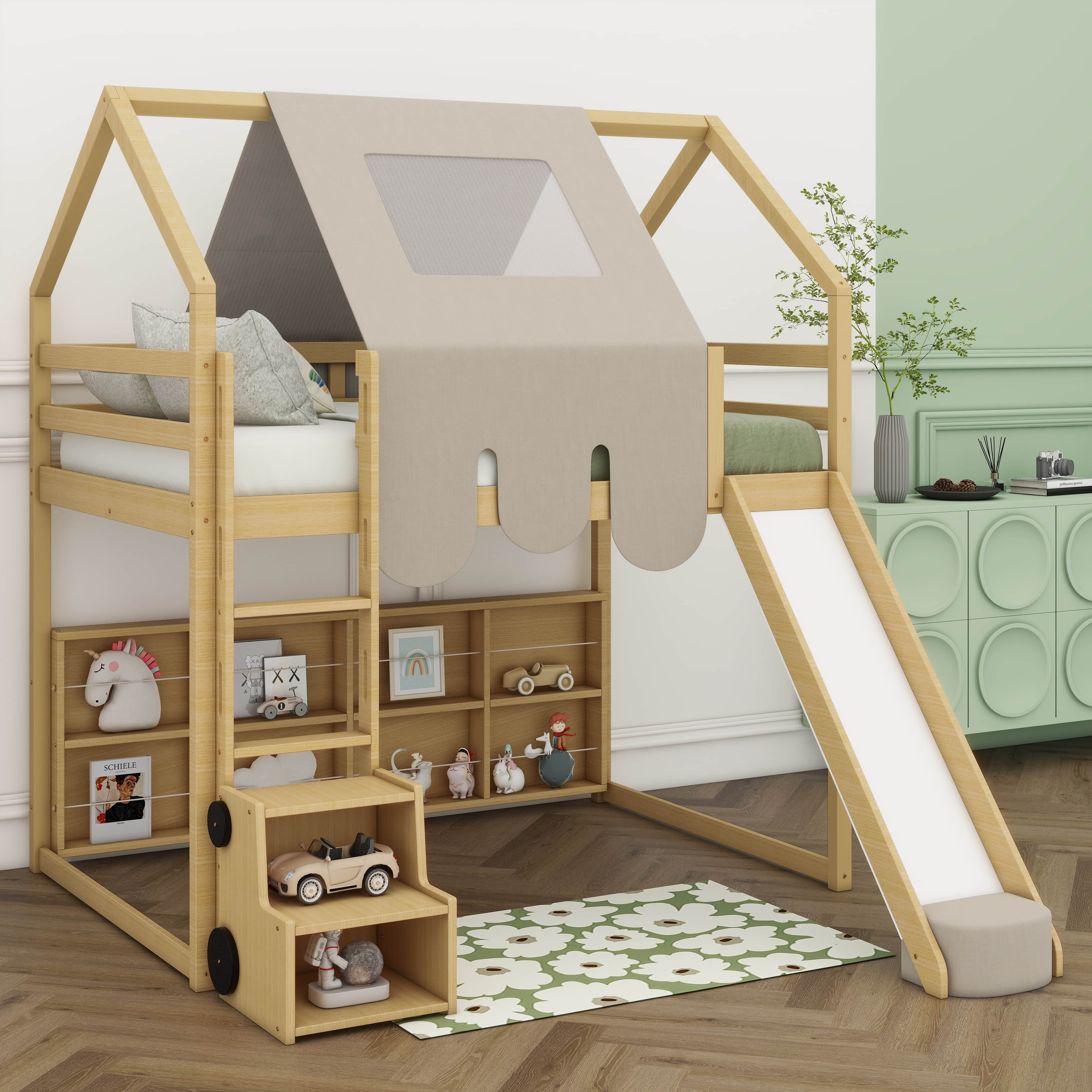 Ophelia & Co. Wooden Loft Bed Featuring House-Shaped Frame And Tent ...