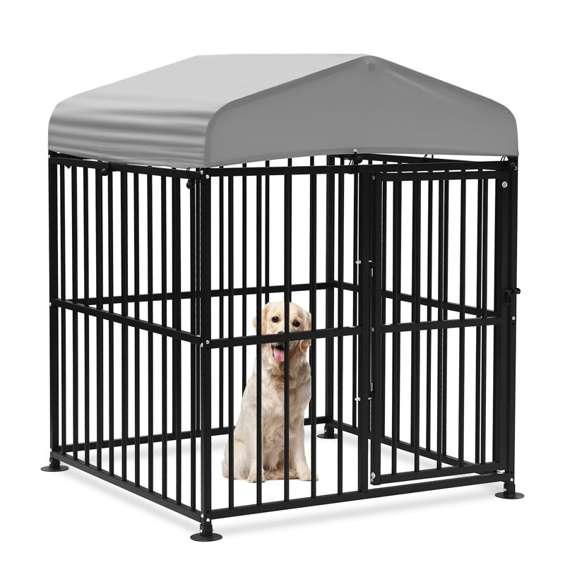Vivijason Outdoor Dog Kennel, Heavy Duty Metal Frame Fence Dog Cage ...