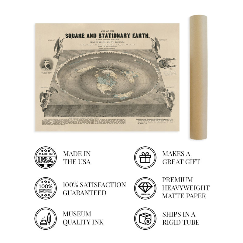 HISTORIC PRINTS 1893 Flat Earth Map Of The World On Paper Print | Wayfair
