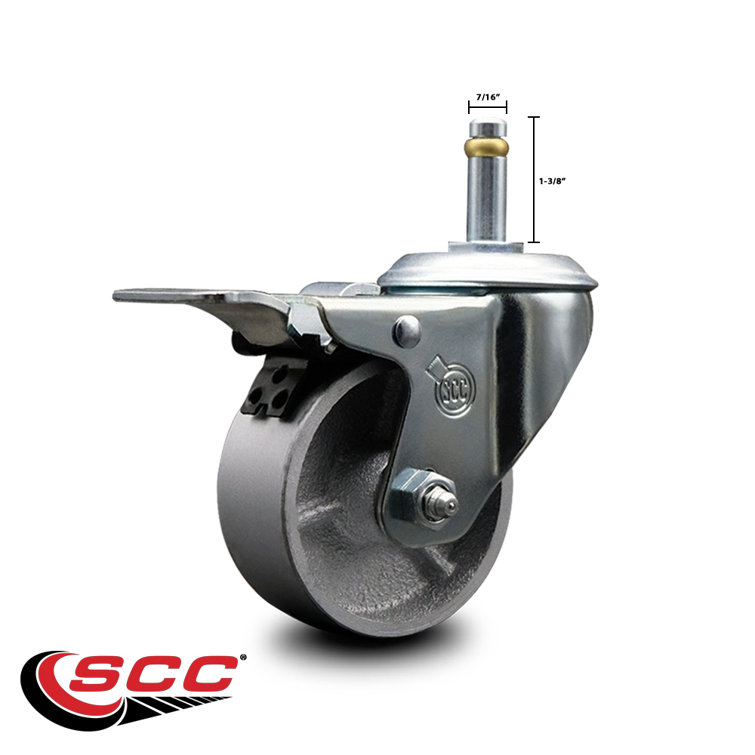Service Caster Semi Steel Swivel Grip Ring Caster -4" Wheel&7/16" Stem ...
