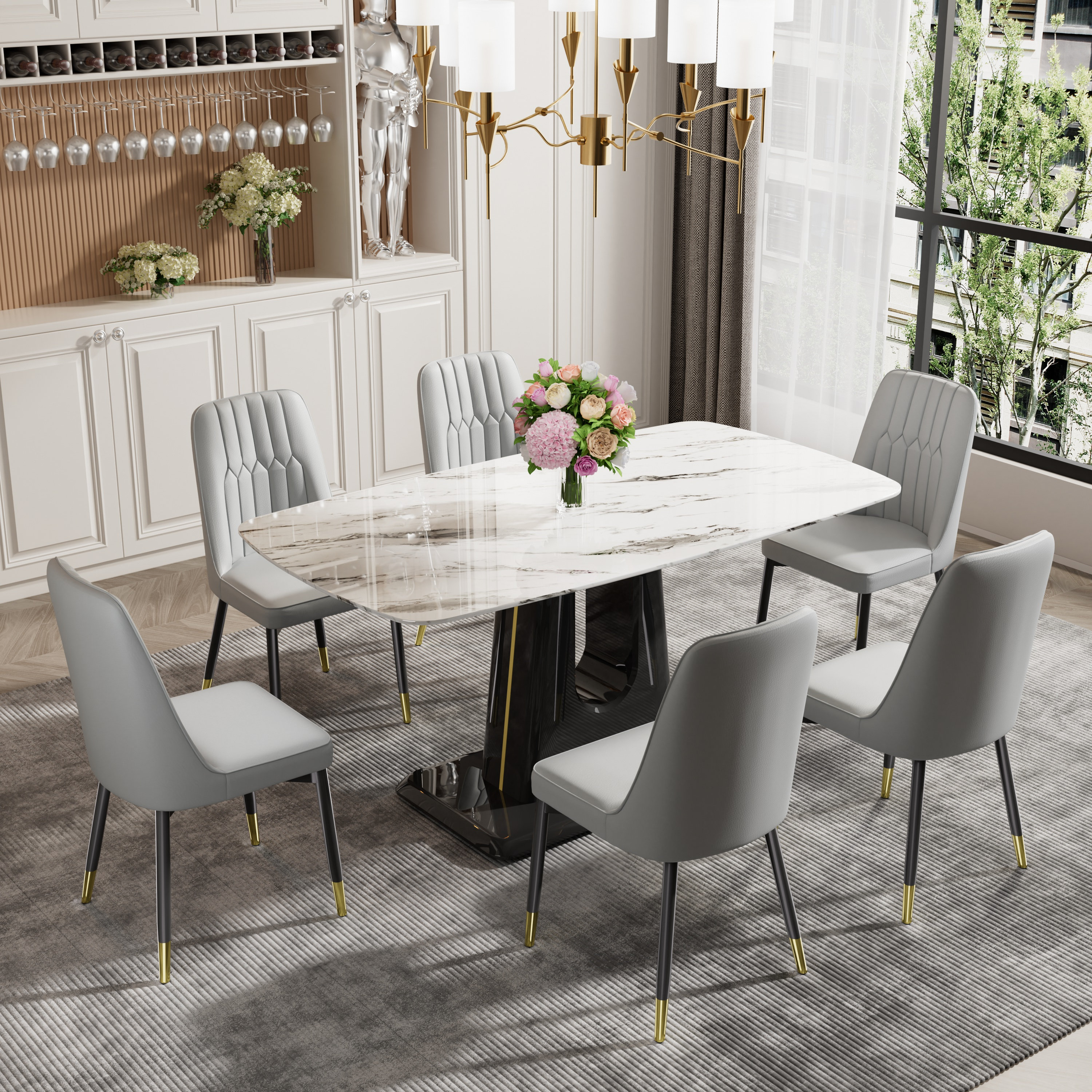 Everly Quinn Chian 63 L x 35.4 W Dining Set | Wayfair
