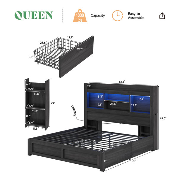 Latitude Run® Sherell Bed Frame with 4 Storage Drawers & Reviews ...