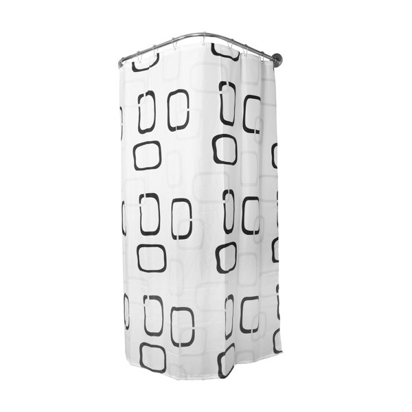 Ivy Bronx U-shaped Retractable Shower Curtain Rod And Shower Curtain ...