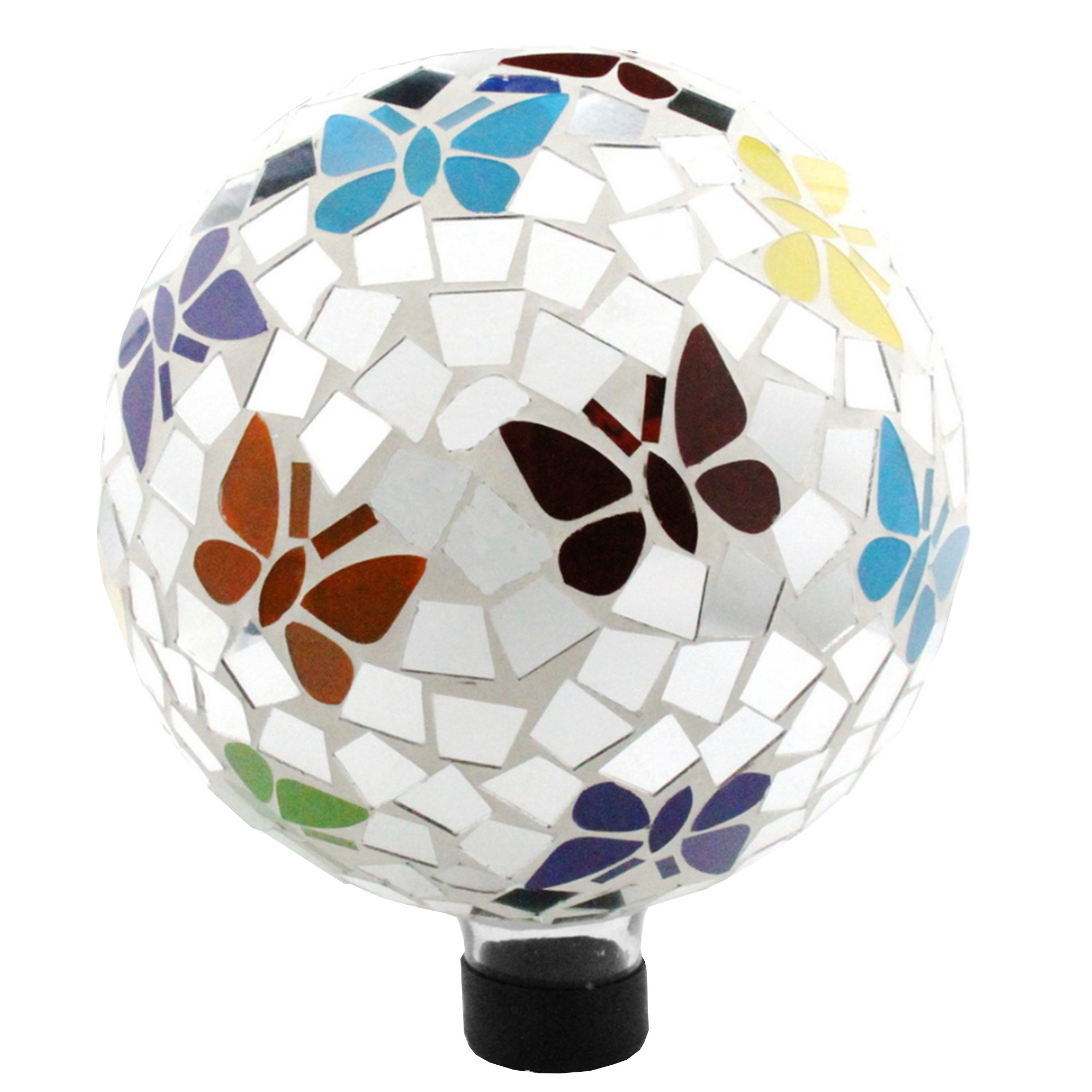 Arlmont & Co. Mosaic Glass Gazing Globe with Hanging Chain, Butterfly ...