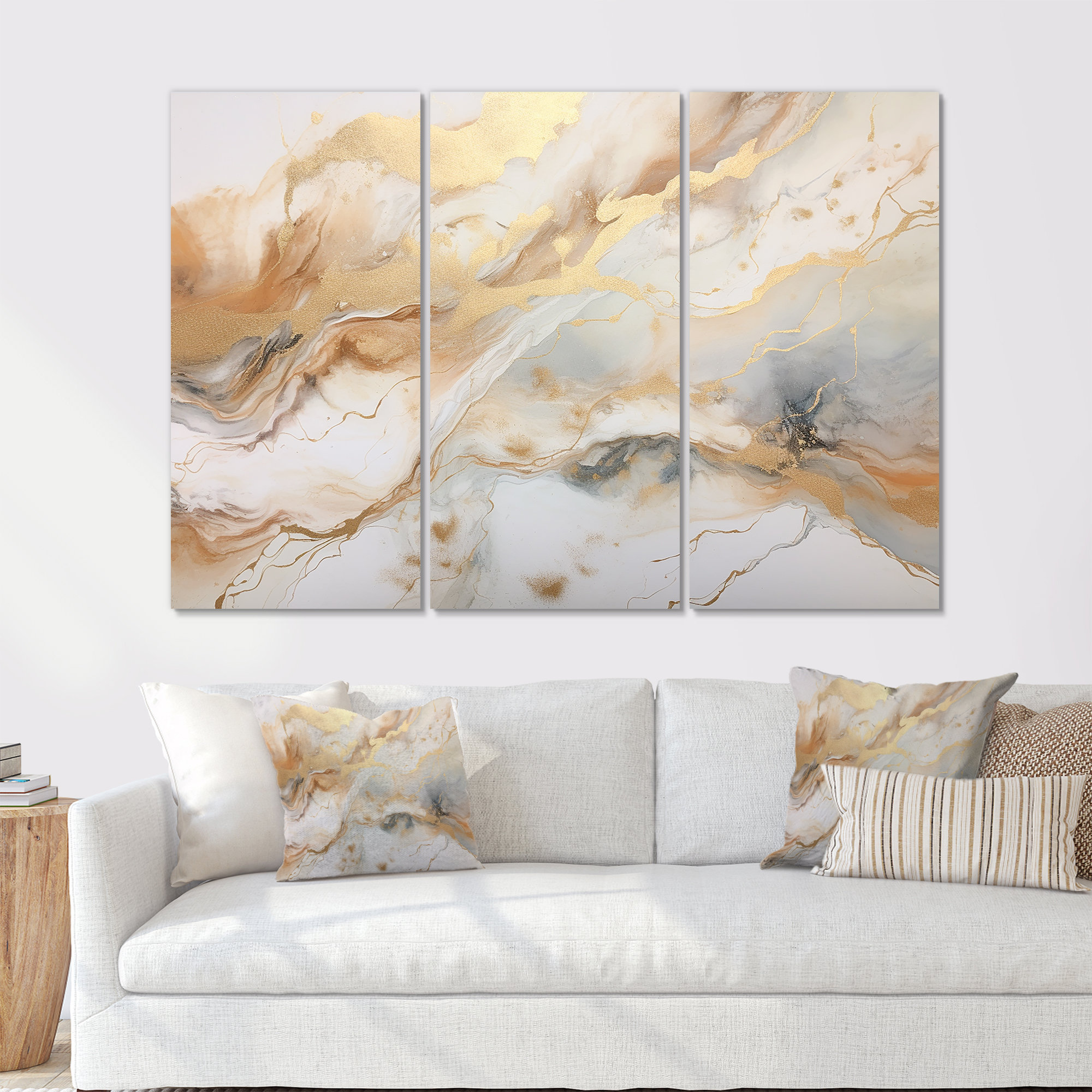 Mercer41 Beige And Gold Stone Geode Scenery Minimalism II - Stone Geode ...