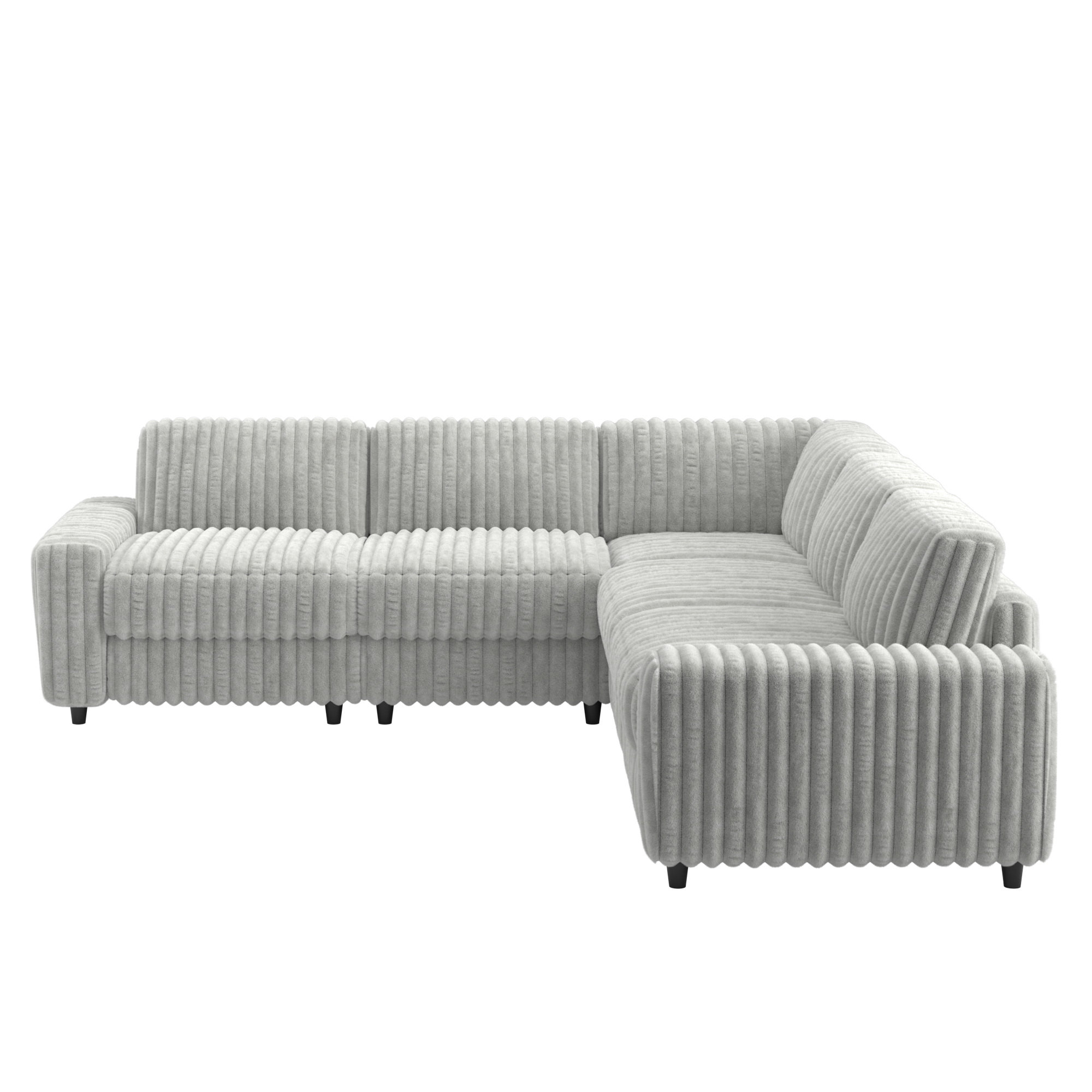 Kingstown Home Lirien Furry Channel Fabric Down-Filled Sectional Sofa ...