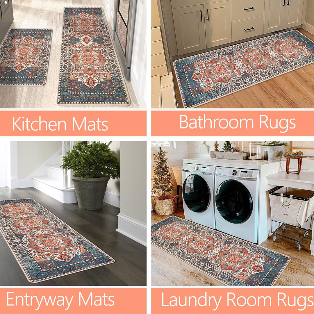 Bungalow Rose Muti Colorful Kitchen Rug Sets 3 Piece,Vintage Runner ...