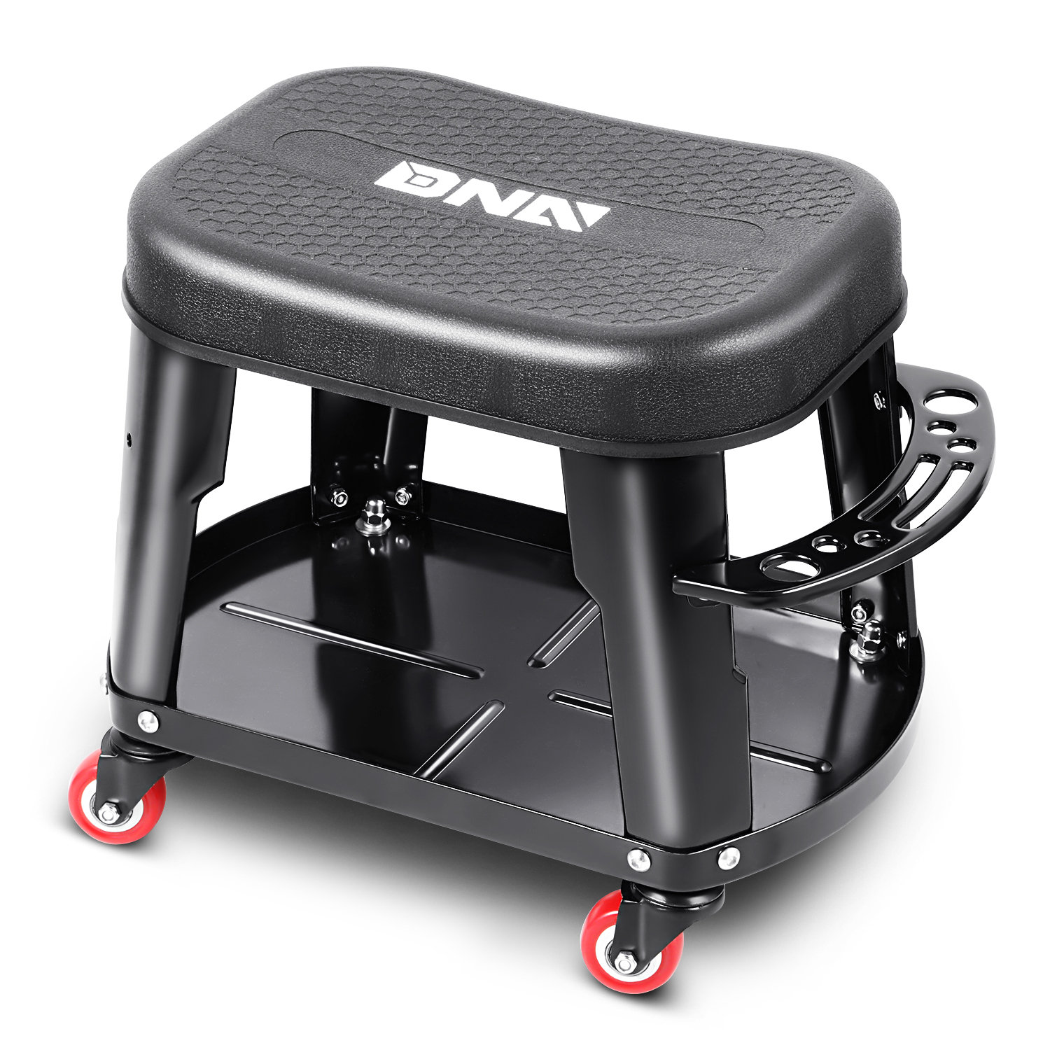 DNA Motoring Removable Rolling Garage Stool With Seat Cushion & Tool ...