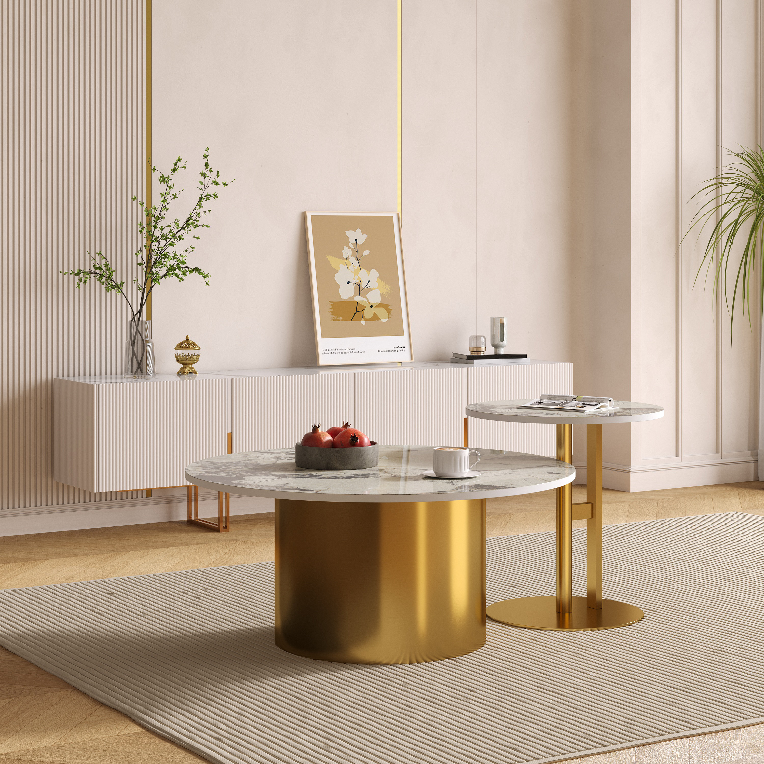 Everly Quinn Pierpoint 2 - Piece Living Room Table Set, Modern Round ...