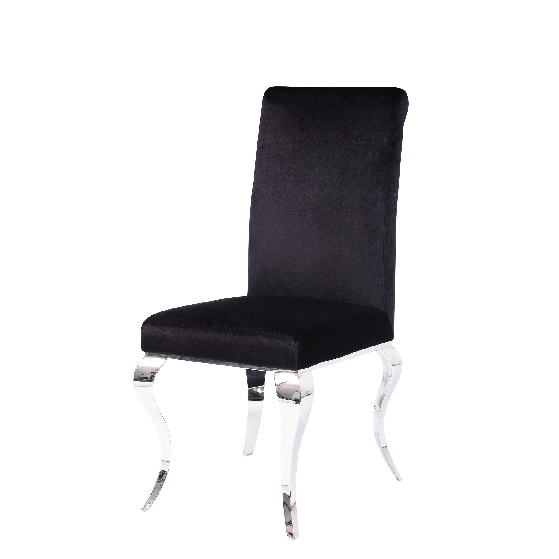 Rosdorf Park Black Fabric & Stainless Steel Armless High Side Chair Of ...