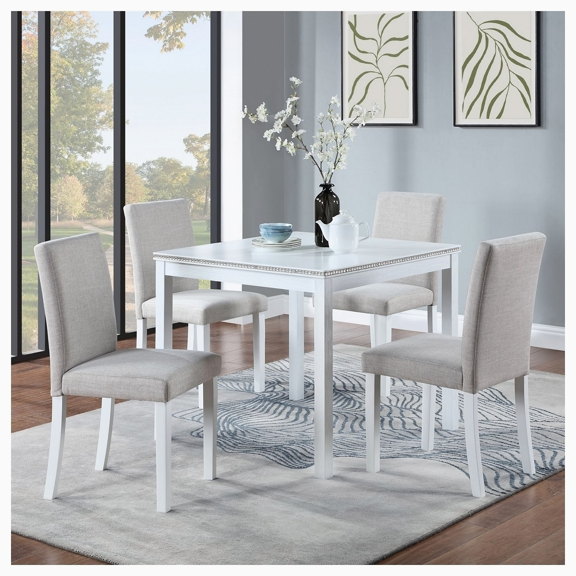 Lark Manor™ 5 Piece Wooden Dining Table Set, Kitchen Table Set with a ...