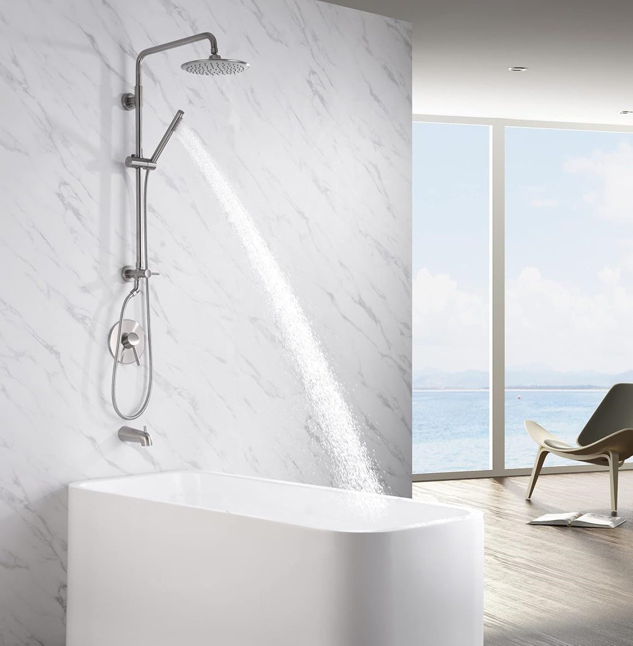 SOLVUR Brushed Nickel Retrofit Shower Systems With 9 Inch Rain Shower ...