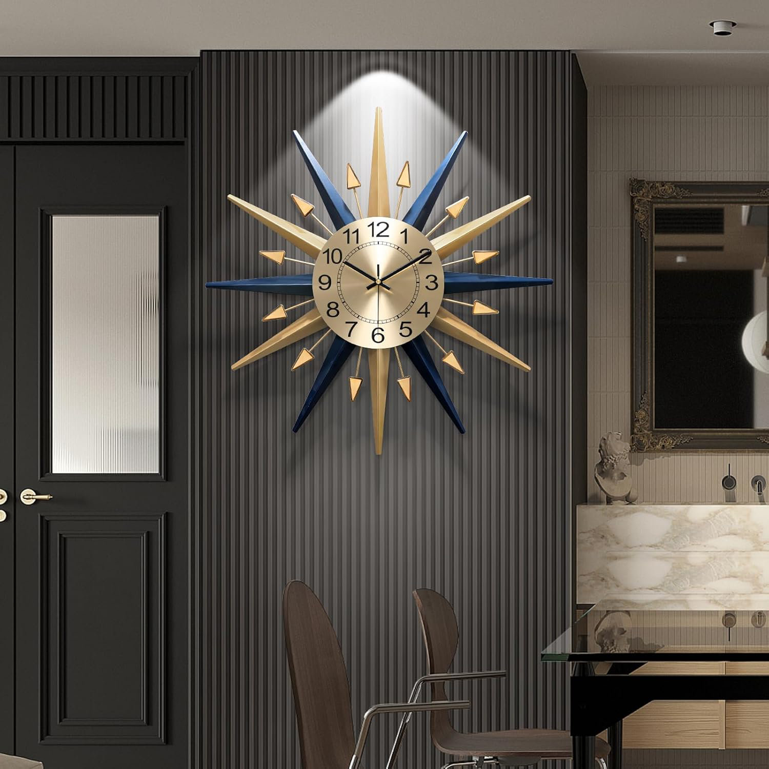 Corrigan Studio® 22-Inch Mid-Century Style Silent Wall Clock, Metal ...