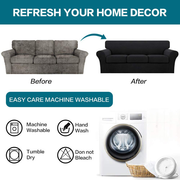 ENOLIL 4 Piece Sofa Covers for 3 Cushion Couch Sofa Slipcover Soft ...