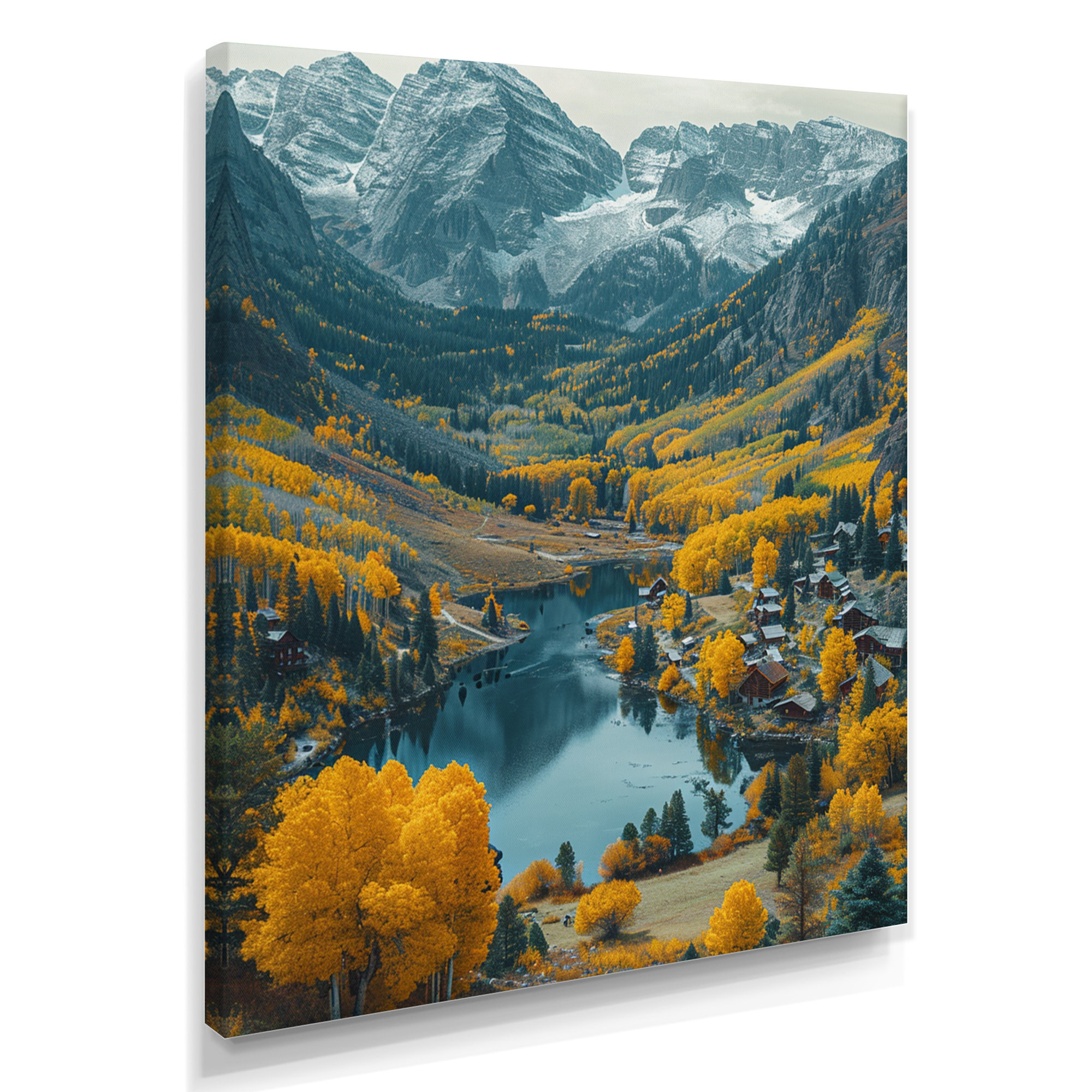 Millwood Pines Yellow Autumn Trees In Swiss Mountain Valley - River ...
