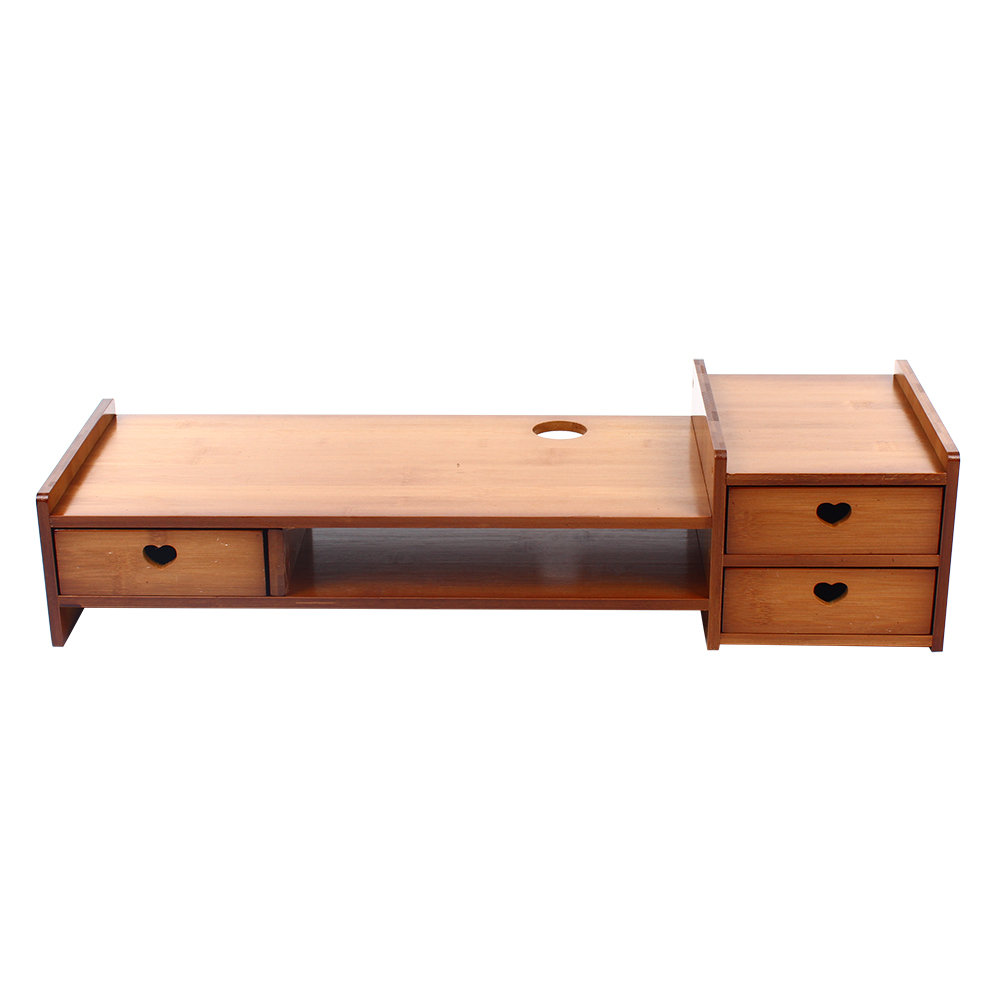 Latitude Run® Narx Bamboo Desktop Monitor Stand with Storage Drawer ...