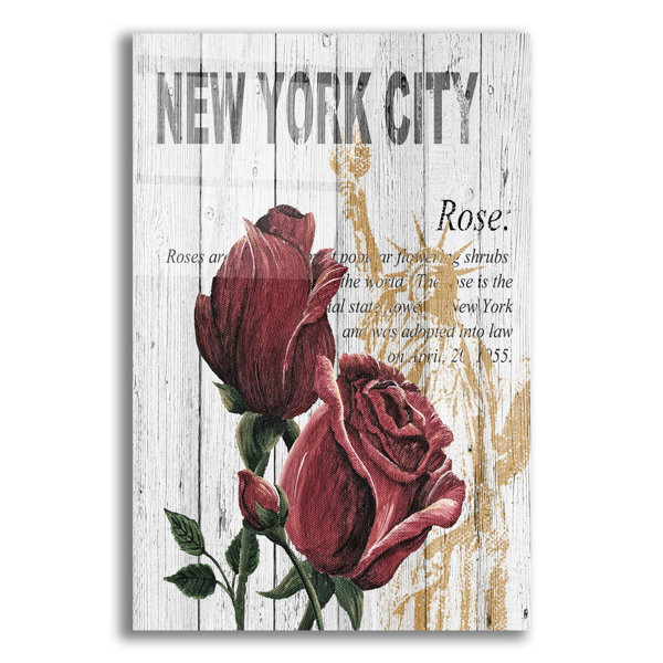 Trinx New York Roses' By Alicia Soave, Acrylic Glass Wall Art, 12"X16 ...