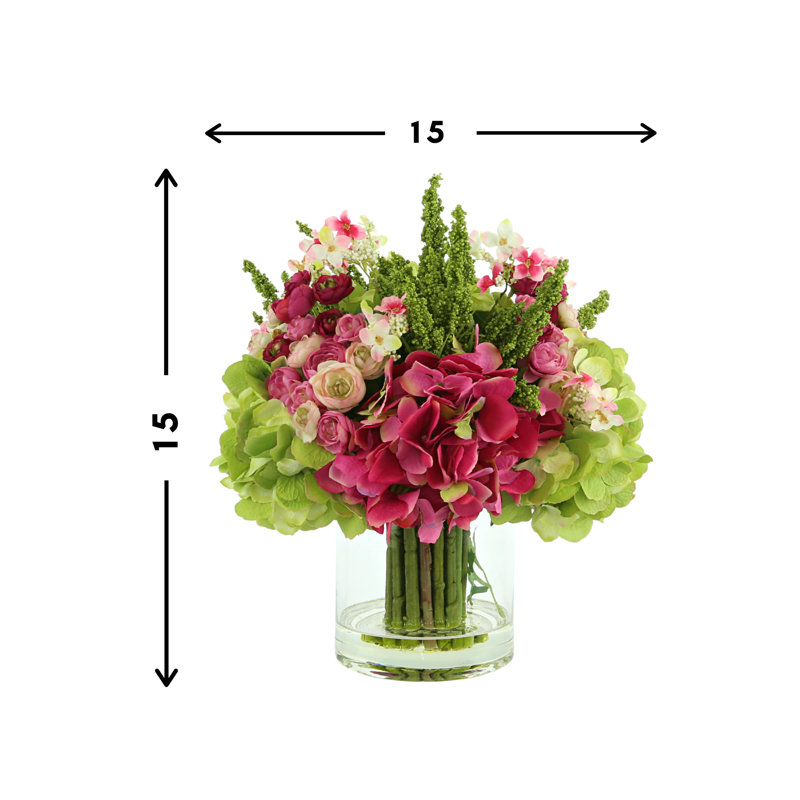 Primrue Hydrangea, Ranunculus, and Cherry Blossom Floral Arrangement in ...