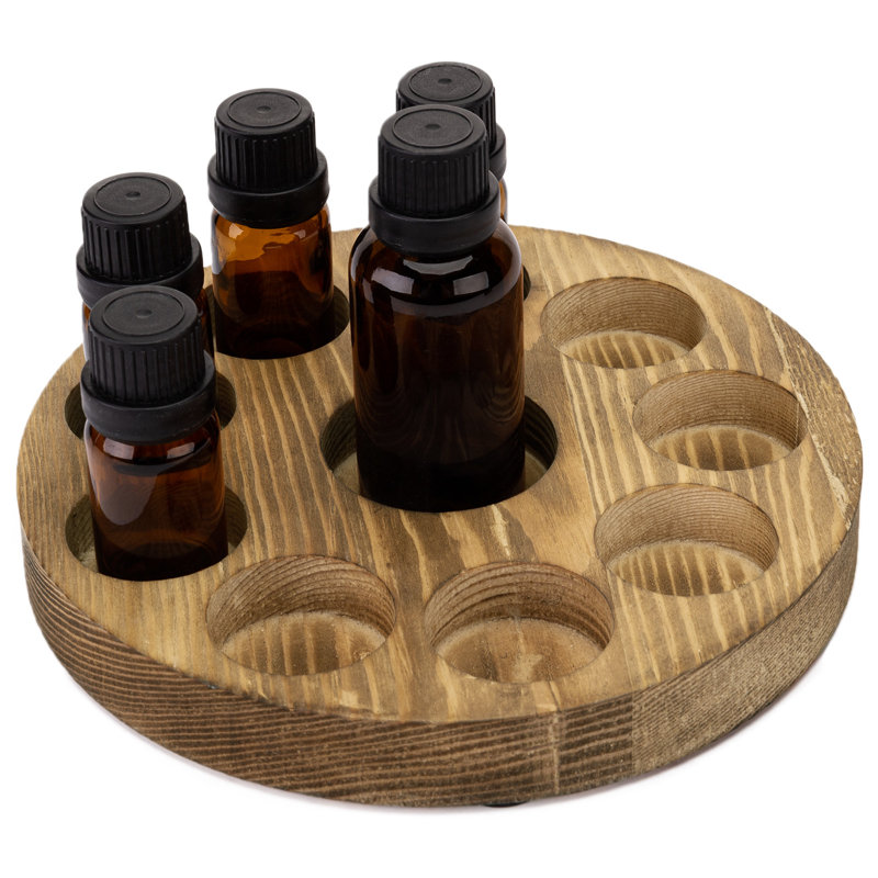 Rebrilliant 10 Slot Solid Wood Essential Oil Bottle Holder | Wayfair