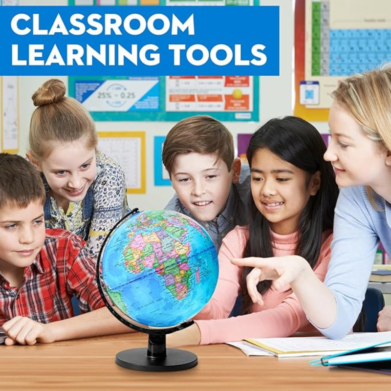 Winston Porter Tabletop World Globe Desk Decoration, 360° Horizontal ...