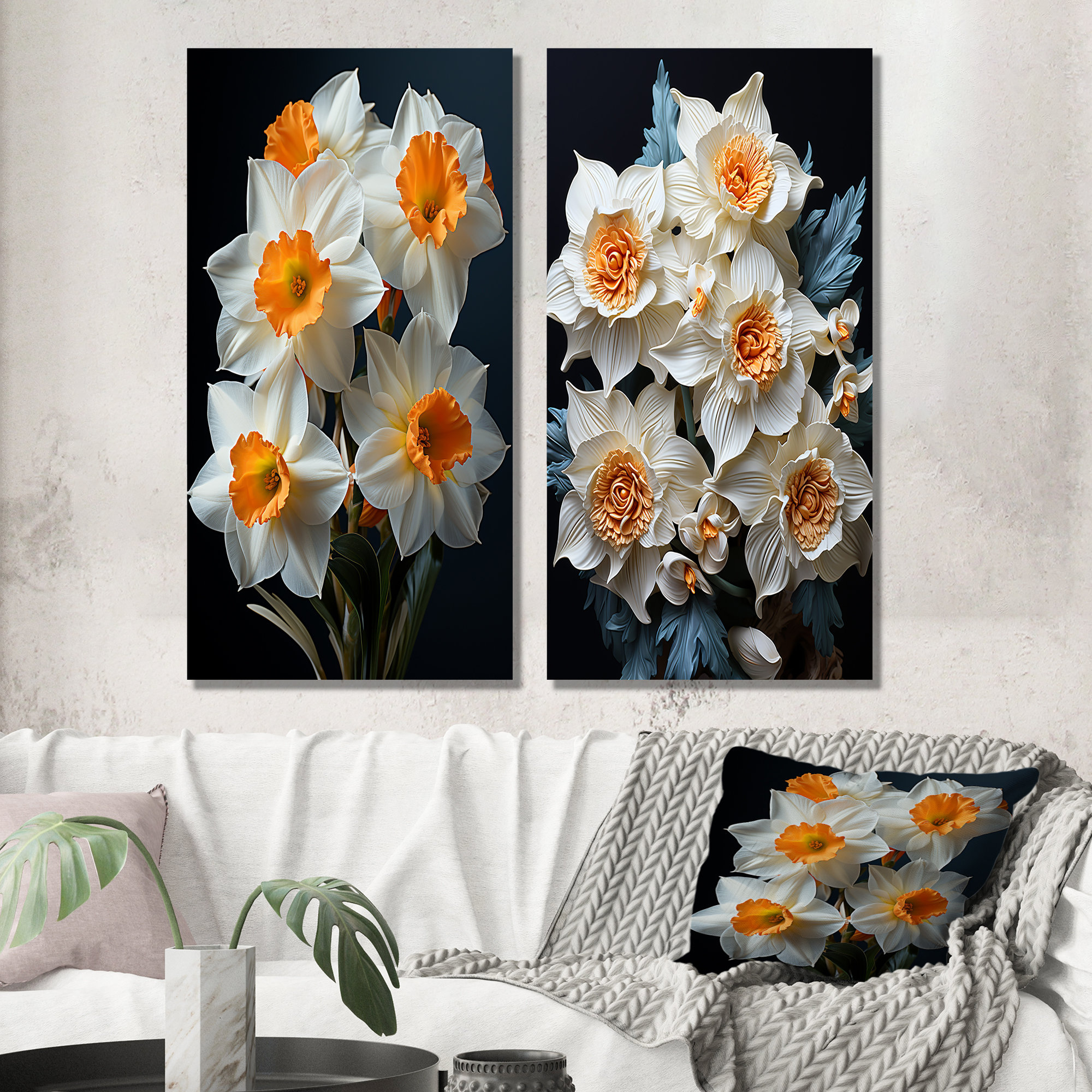 Latitude Run® White Orange Daffodils Bloossom - Daffodils Metal Wall ...