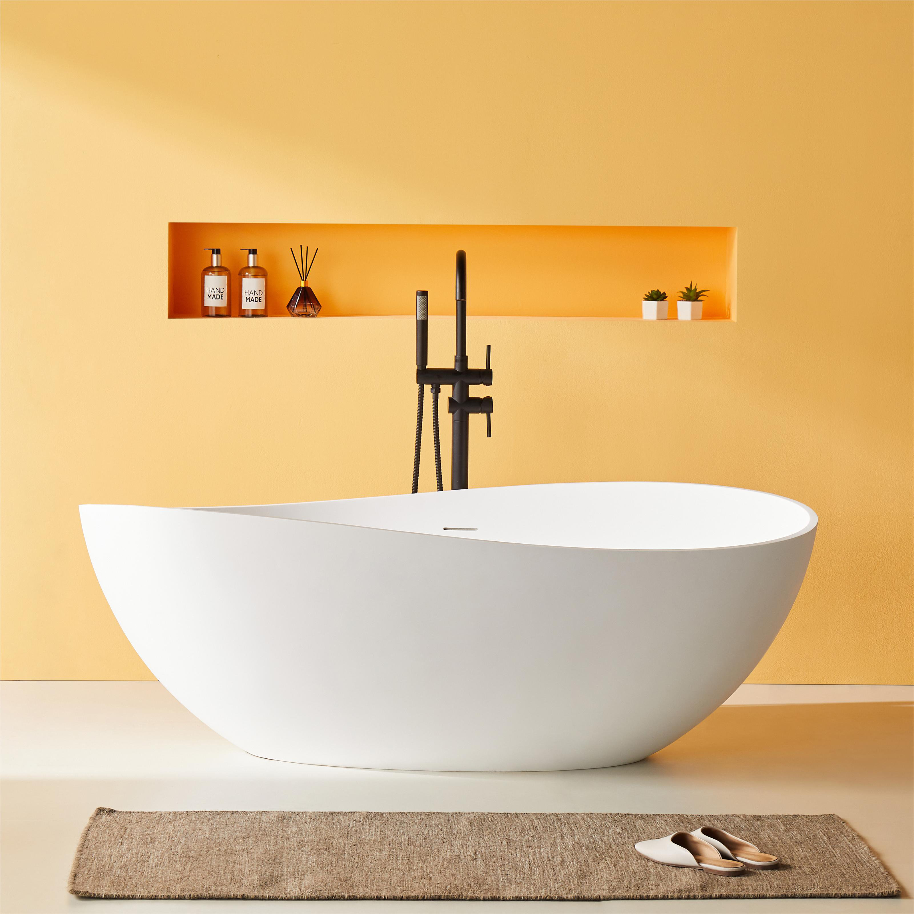 ABRUZZO 63" x 37" Freestanding Soaking Solid Surface Bathtub Stone ...