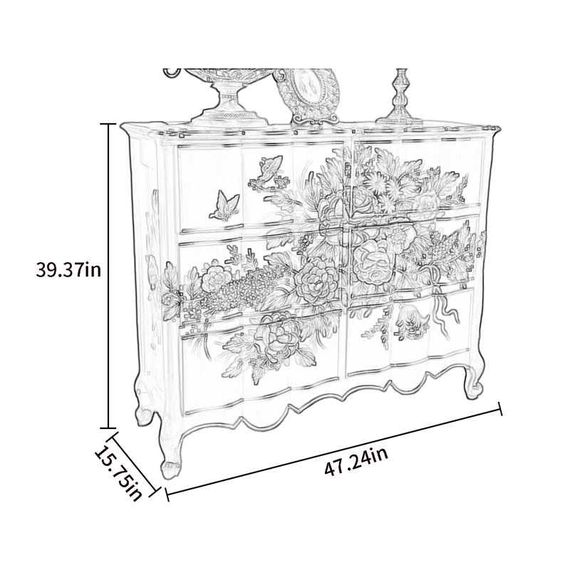 Ruthber Solutions Vintage Hand-Painted Accent Chest with 6 Drawers ...