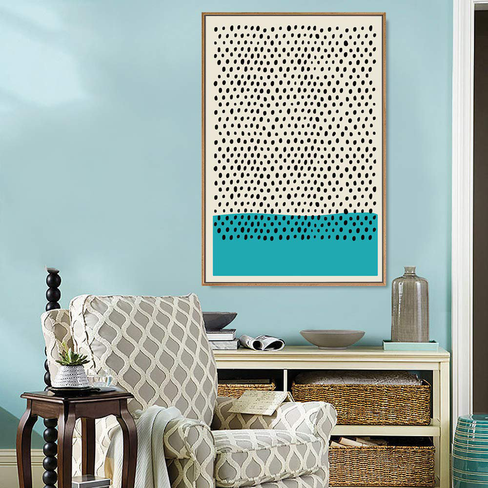 IDEA4WALL Abstract Vibrant Color Blocks Black Dots with Teal Color ...