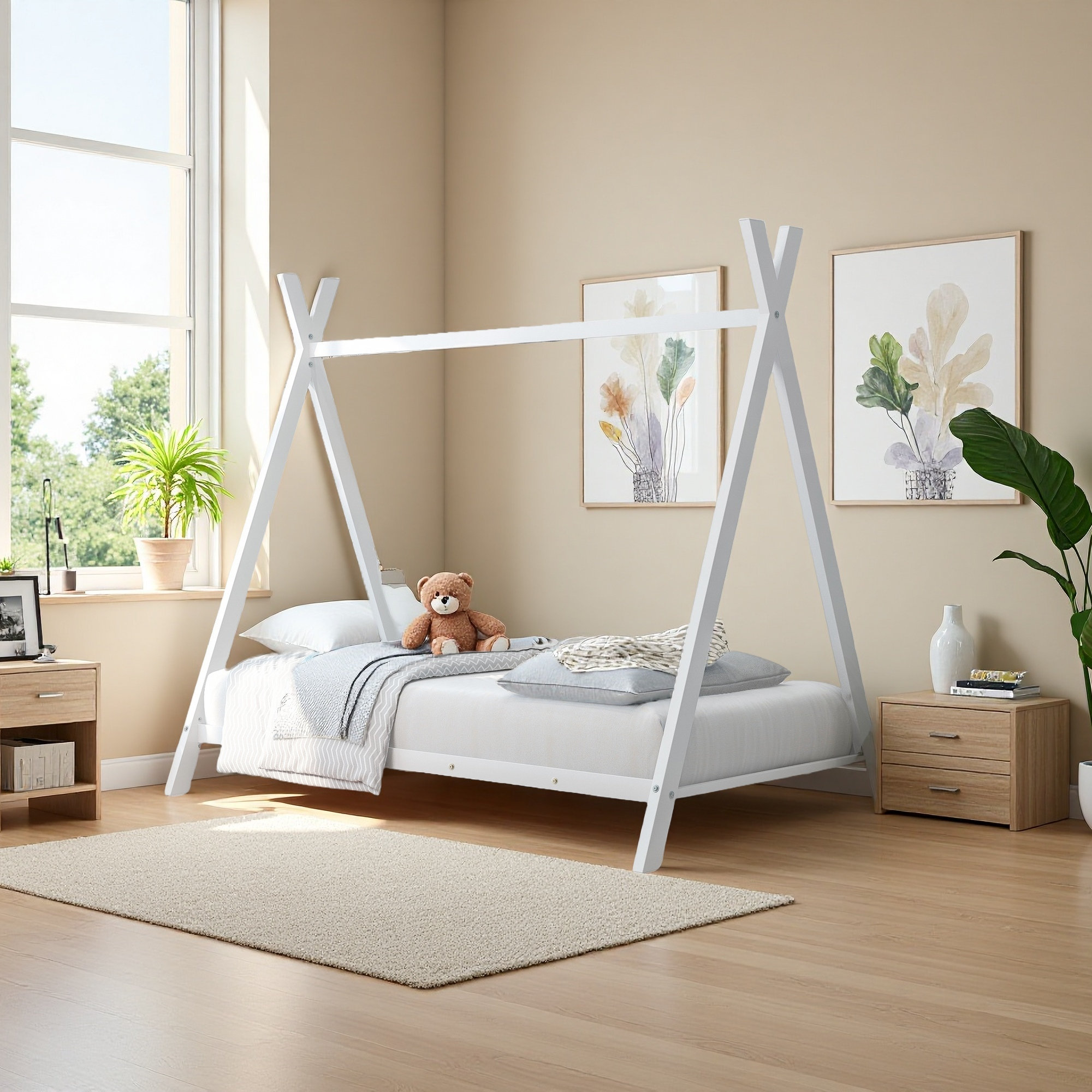 Redwood Rover House Bed Tent Bed Frame Twin Size Metal | Wayfair