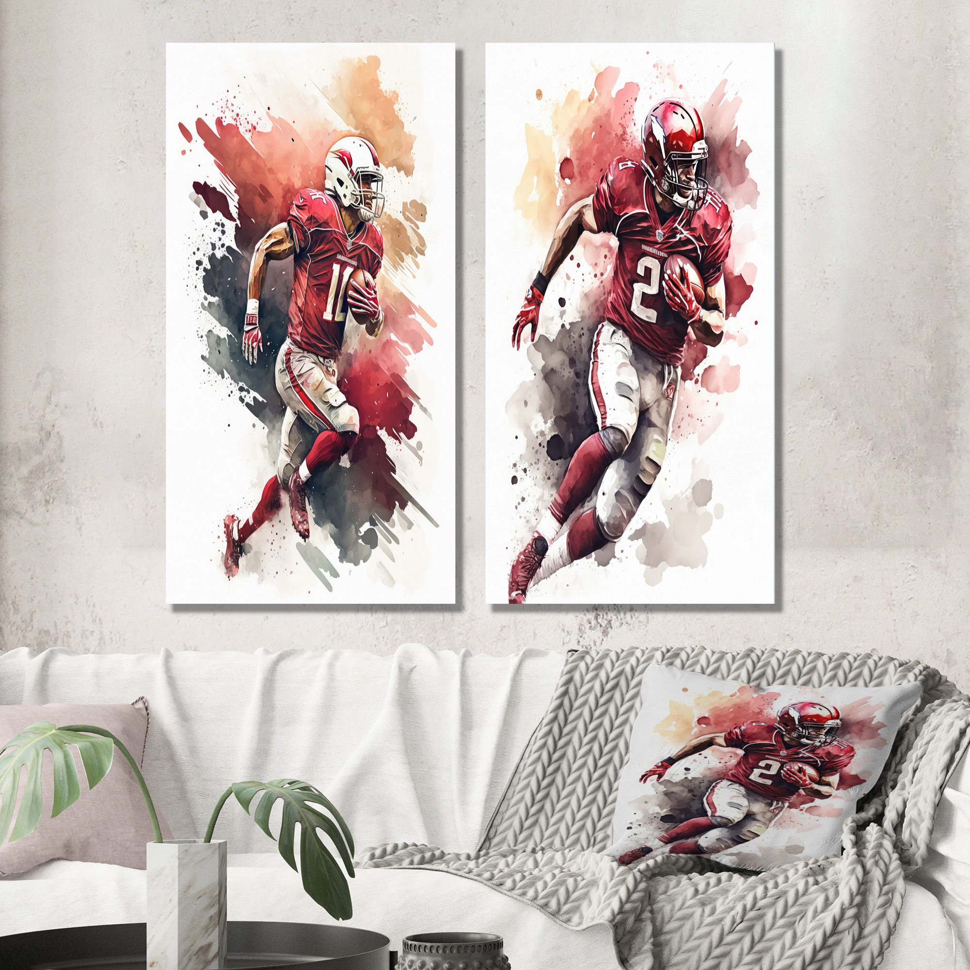 Red Barrel Studio® " Football Player On Field " 2 - Pieces on Canvas ...