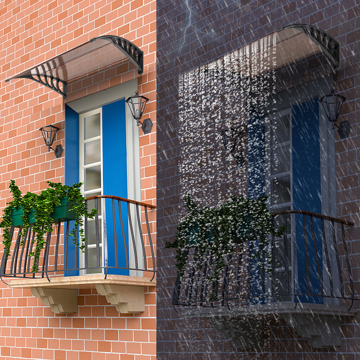 Winado 40" W x 35.4" D Window Awning in Brown | Wayfair