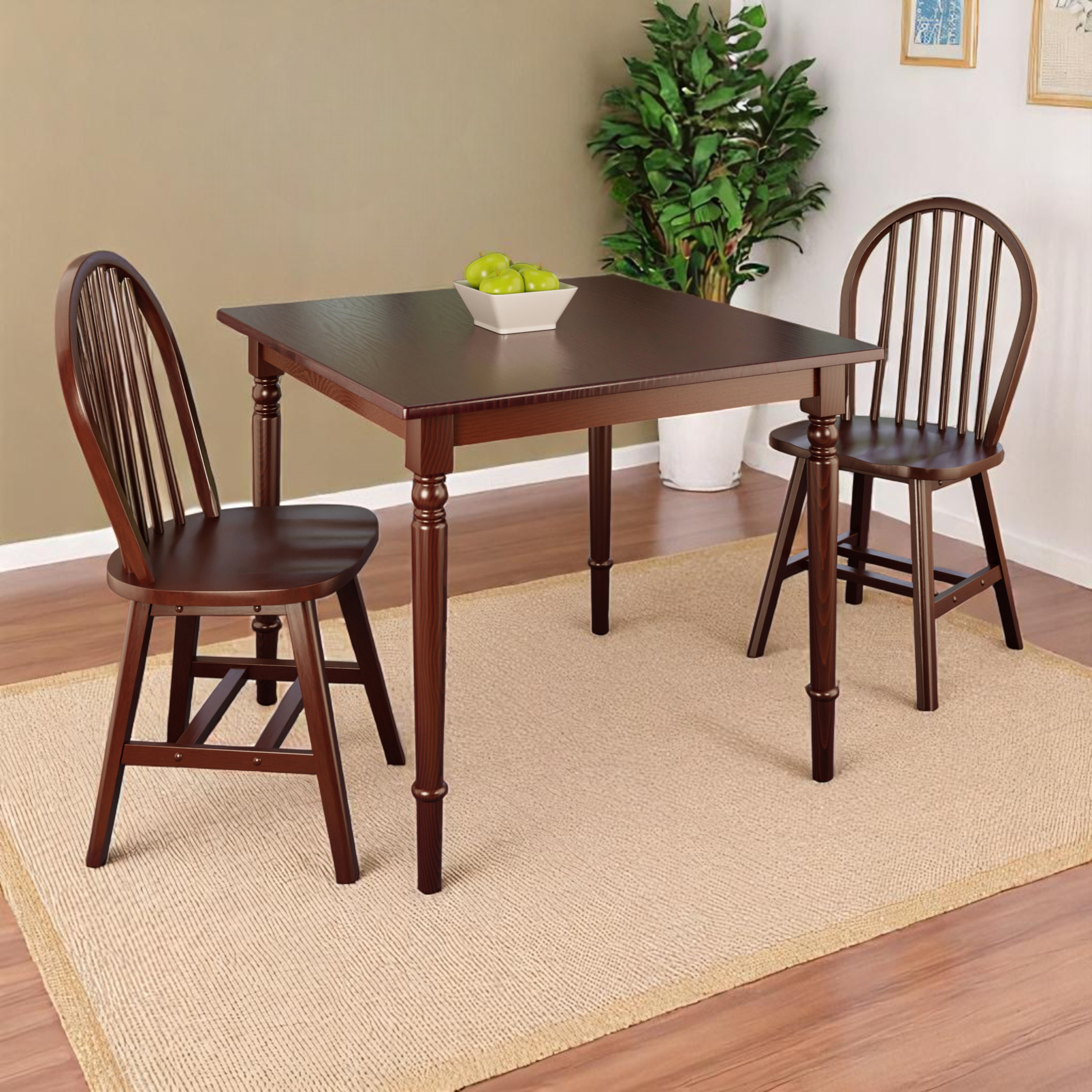 August Grove® Sasha dining set with Windsor chairs in walnut | Wayfair