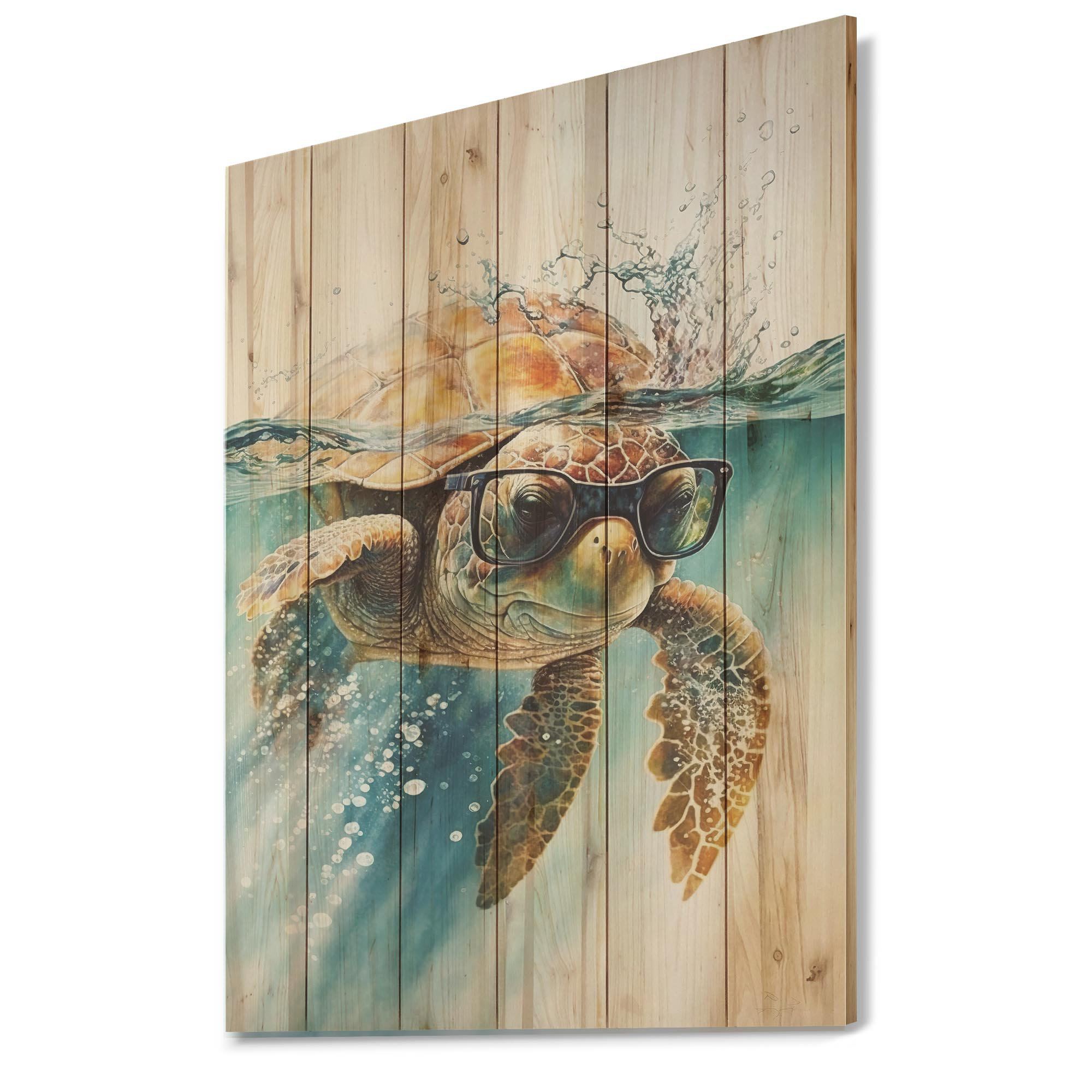 Trinx Hannelie Turtle With Glasses In The Ocean III - Unframed Print on ...