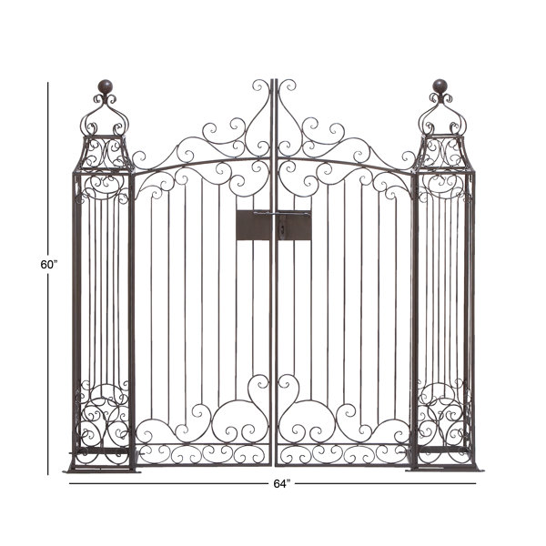 Astoria Grand Vella Metal Indoor Outdoor Scrollwork Arched Gate Garden ...