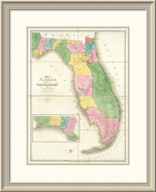 Bless international Map Of Florida, 1839 Framed On Paper Print | Wayfair