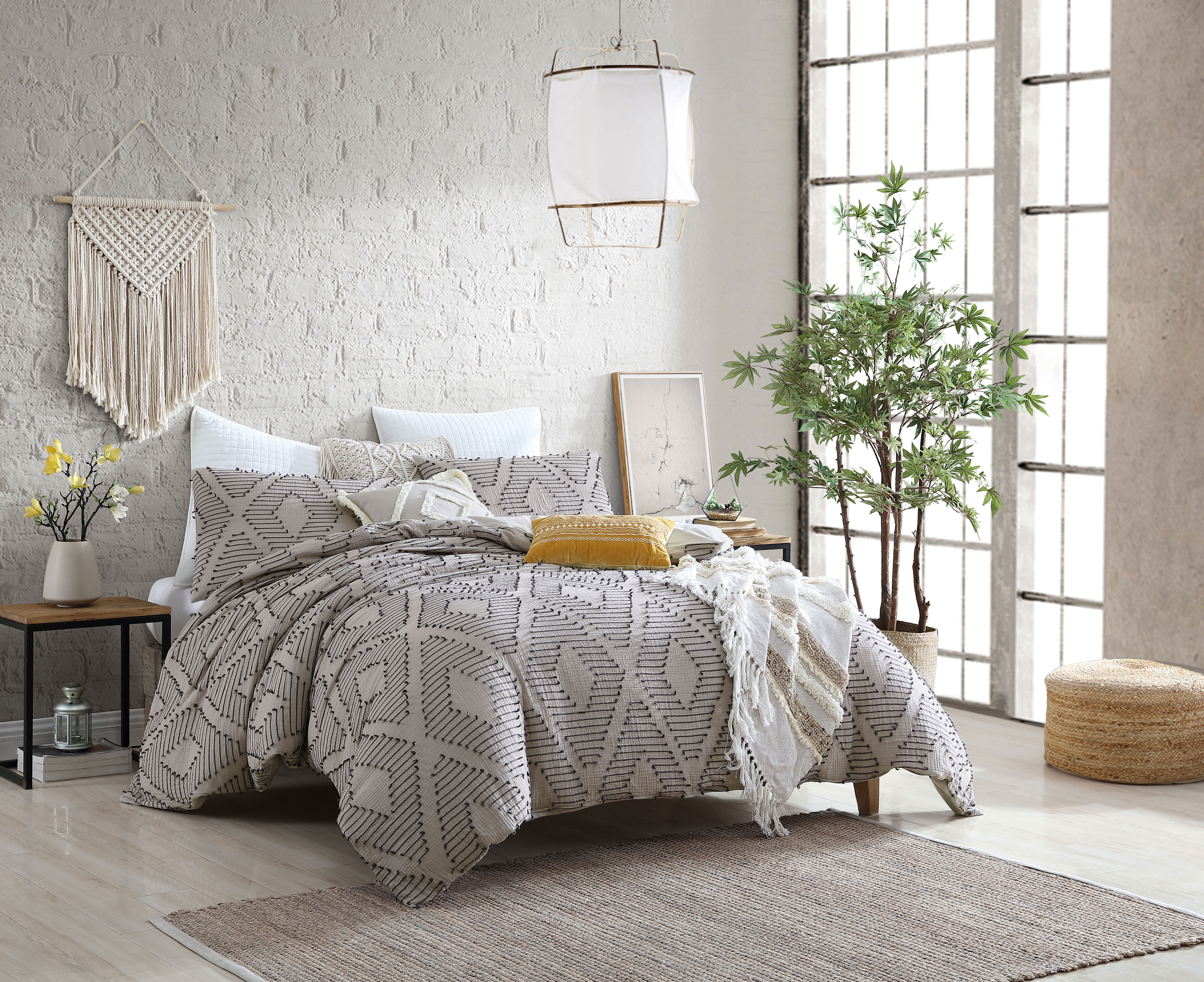 Swift Home Puyuma 100% Cotton Diamond Clip Jacquard 5-Piece Comforter ...