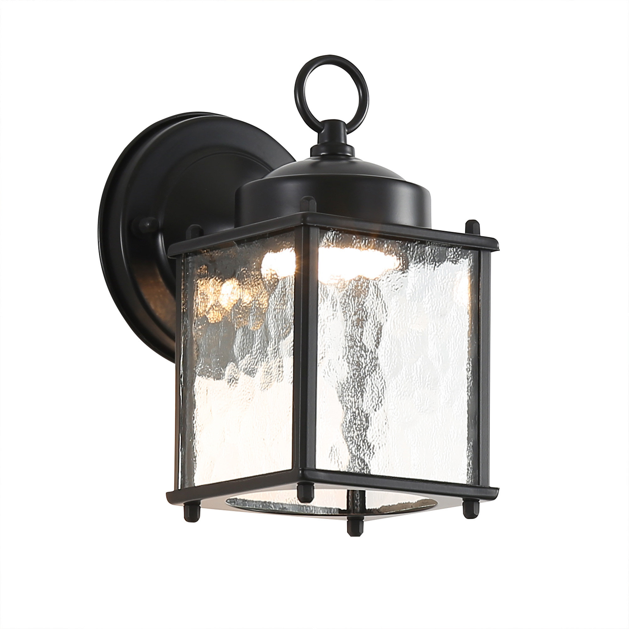 Breakwater Bay Durable Black Outdoor Wall Sconce With Clear Water ...