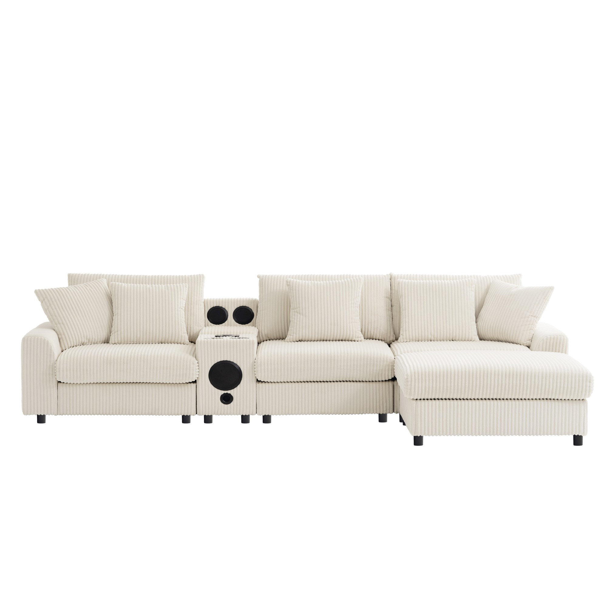 Latitude Run® Corduroy Sectional Sofa with Bluetooth Speakers - Wayfair ...