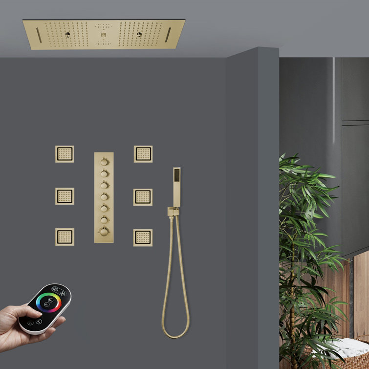 FontanaShowers Remote Controlled LED Recessed Thermostatic Shower ...