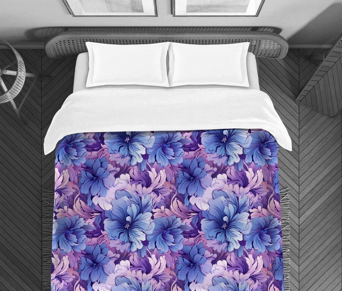 VisionDecor Floral Bedding Pattern Comforter Blue - Wayfair Canada