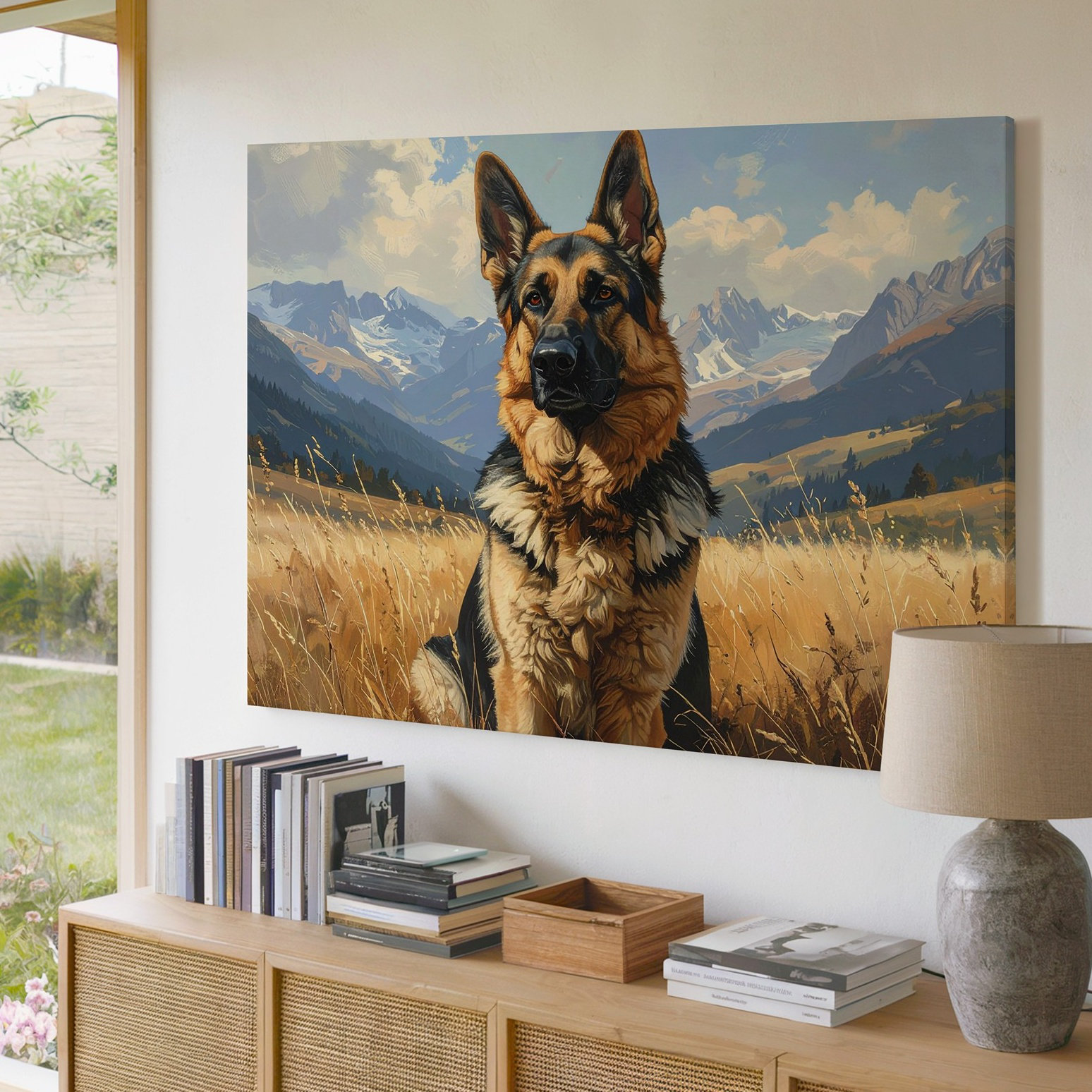 Union Rustic A Detailed Realistic Painting Of A German Canvas Shepherd ...