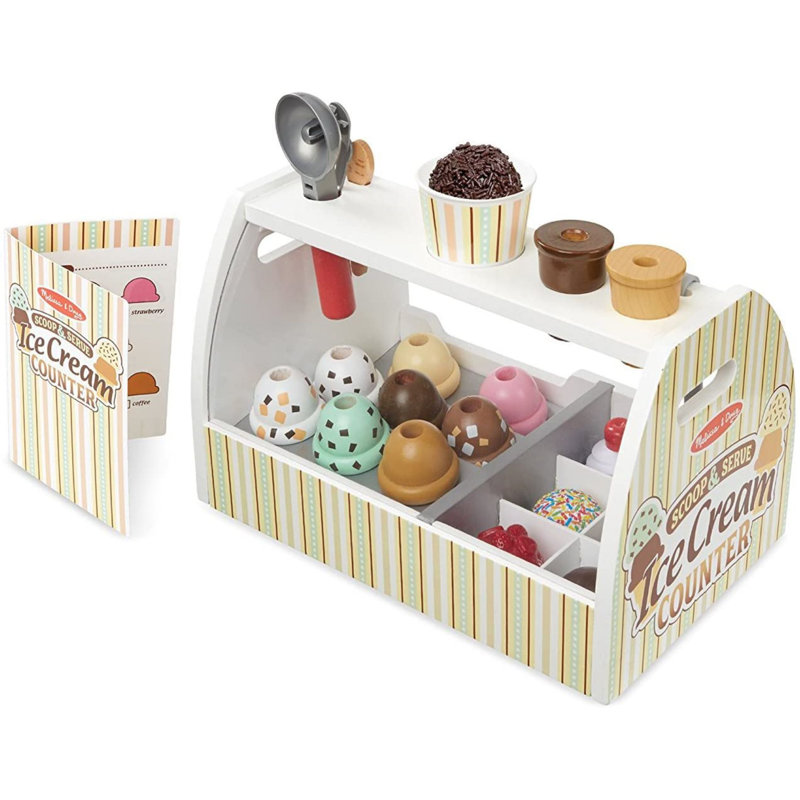 Melissa & Doug 20 Piece Scoop and Serve Ice Cream Counter Play Set ...