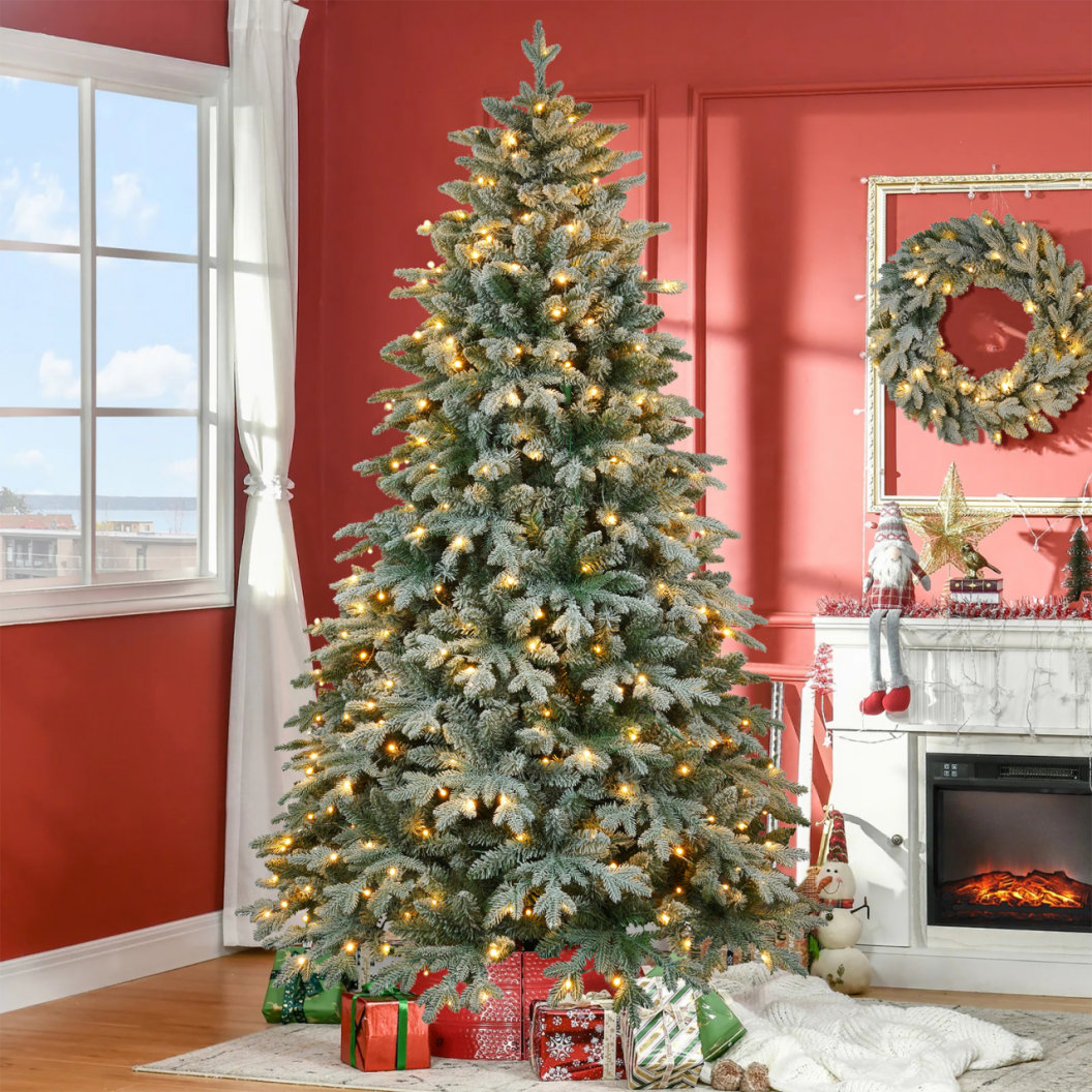 The Holiday Aisle® Set Of 2, 7Ft Lighted Artificial Christmas Tree With ...