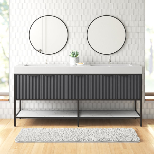 Wade Logan® Ashrith 72'' Double Bathroom Vanity with Granite Top ...