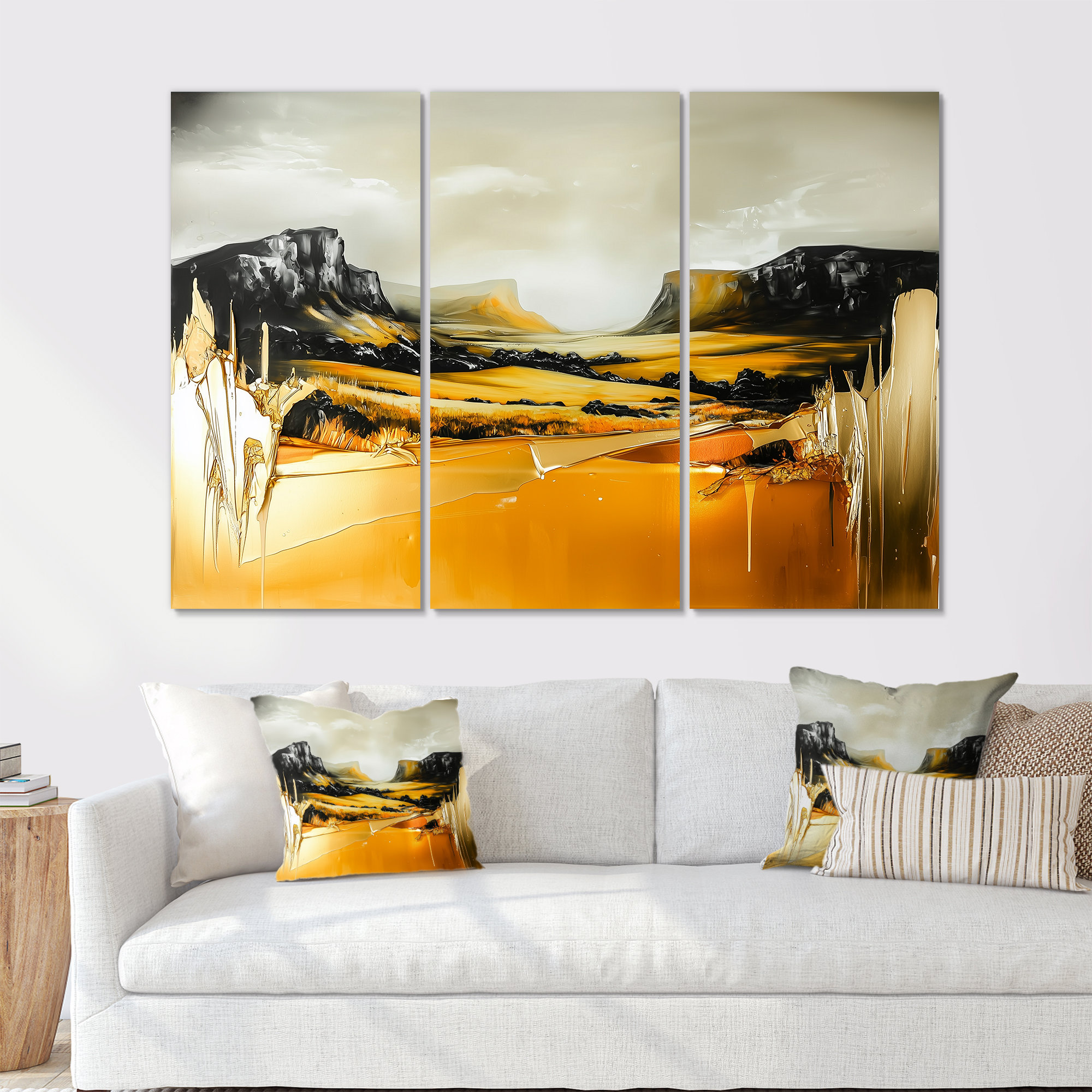 Lark Manor™ Ireland Mountains In Gold And Black Tones I - Ireland Wall ...