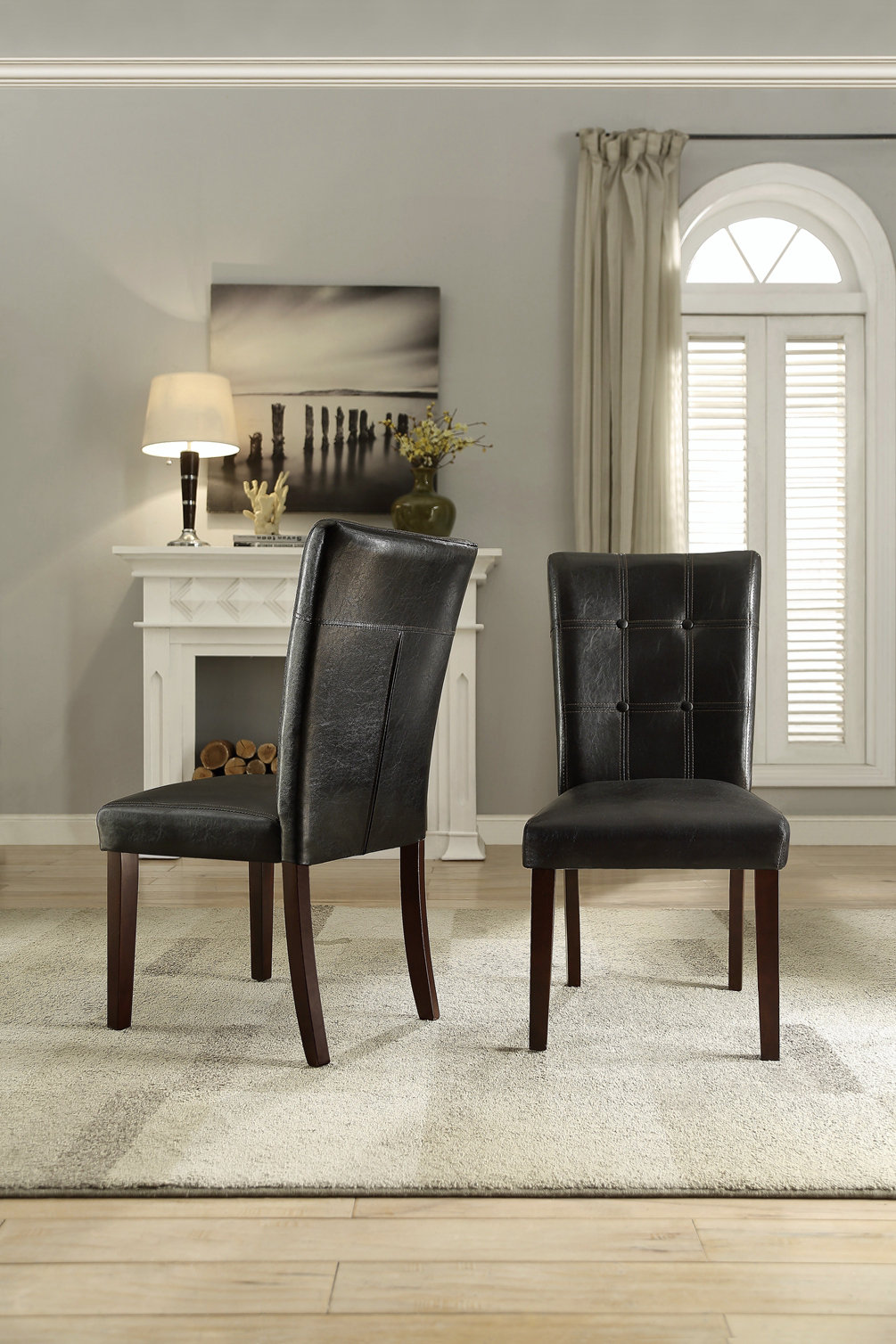 Lark Manor Dark Cherry Finish Wood Dining Chairs Set of 2 | Wayfair